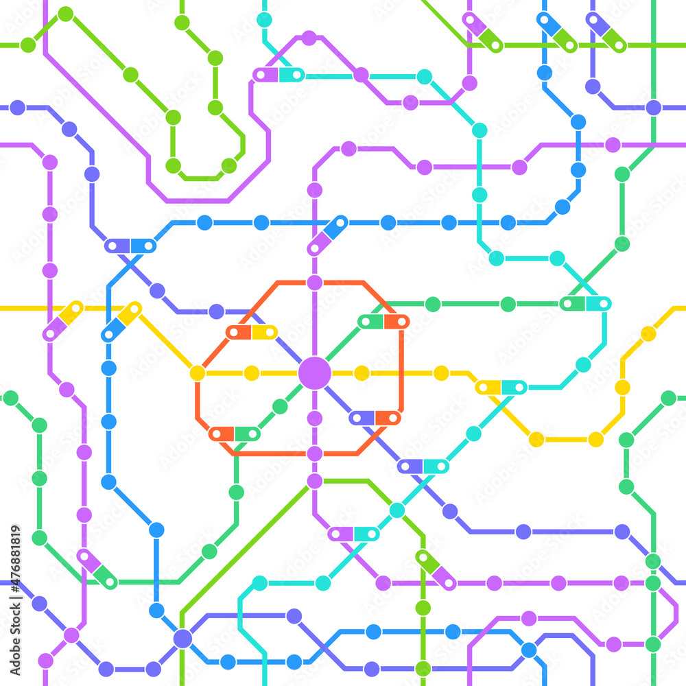 Metro subway map, city public transport scheme seamless pattern ...