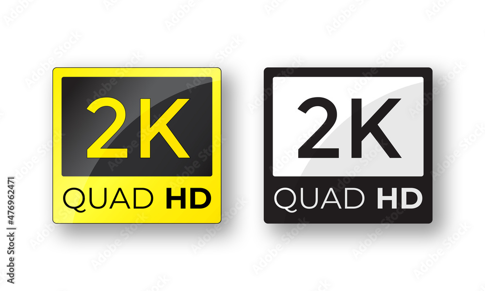 Realistic 2K Quad HD video resolution logo on white background. 2K high ...