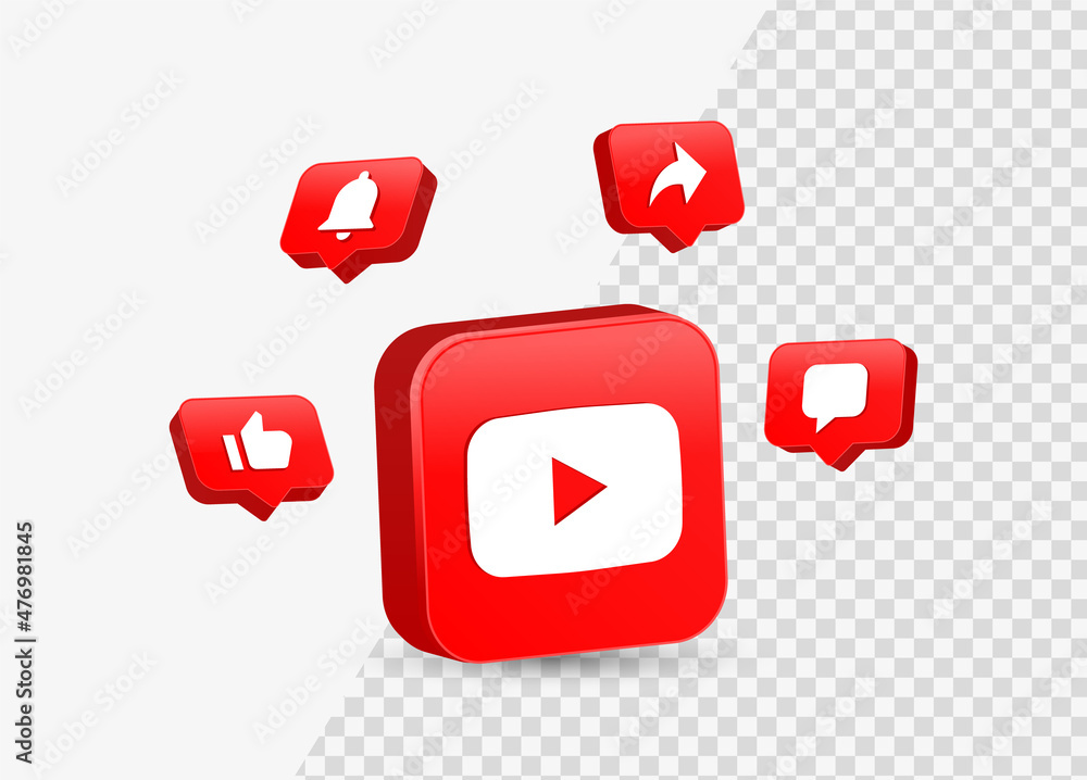Image vectorielle Stock 3d youtube logo in modern square. social media ...