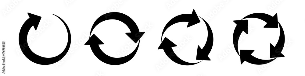 Set of circle arrow vector icons. Recycling icon. Circular vector ...