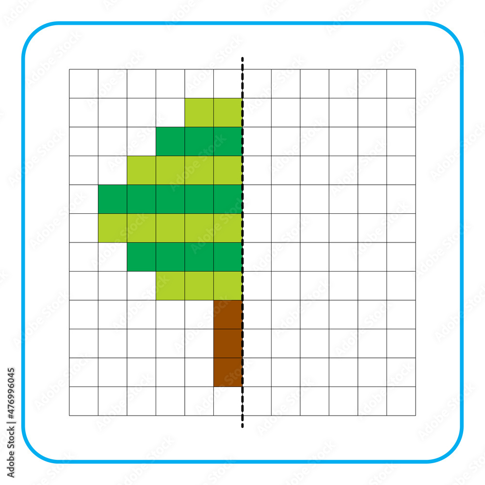 Picture reflection educational game for kids. Learn to complete ...