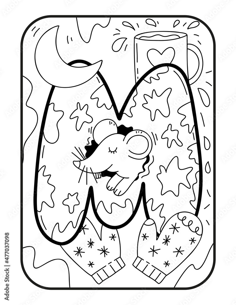 English alphabet coloring page for kids. Letter M. Stock Illustration ...