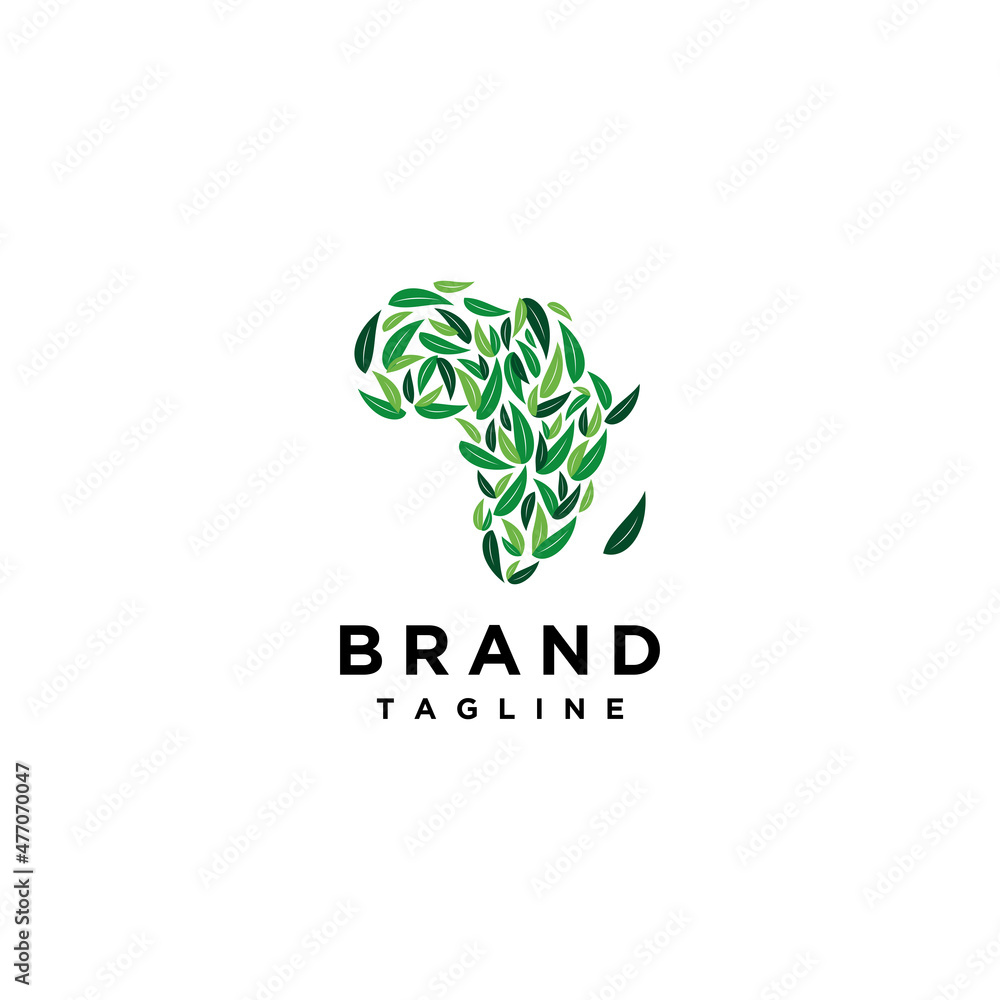 Creative Logo Concept Arranges Leaves Into the African Continent. A ...