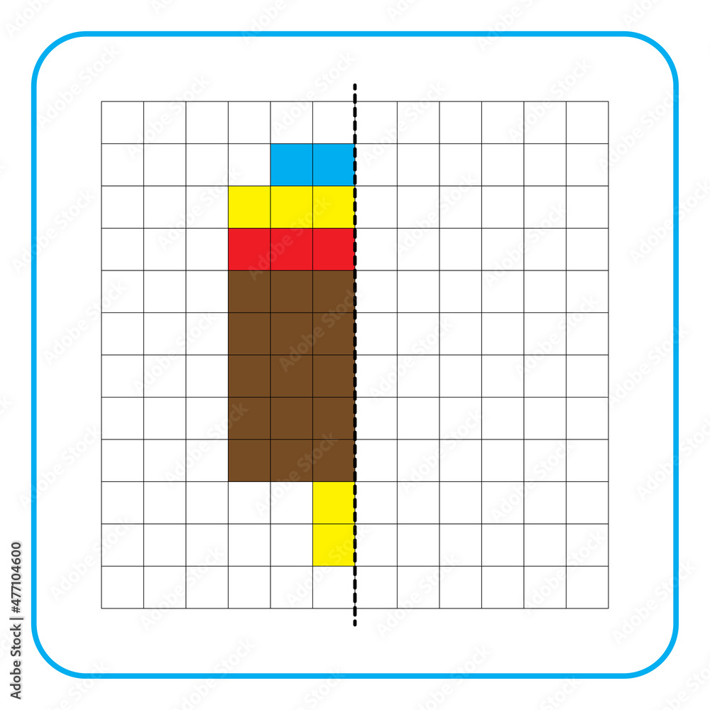 Picture reflection educational game for kids. Learn to complete ...
