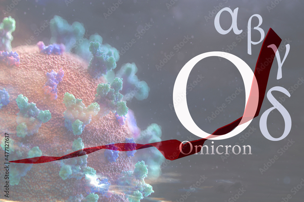 Graphic illustration of the Covid-19 virus mutations (in Greek Alphabet ...
