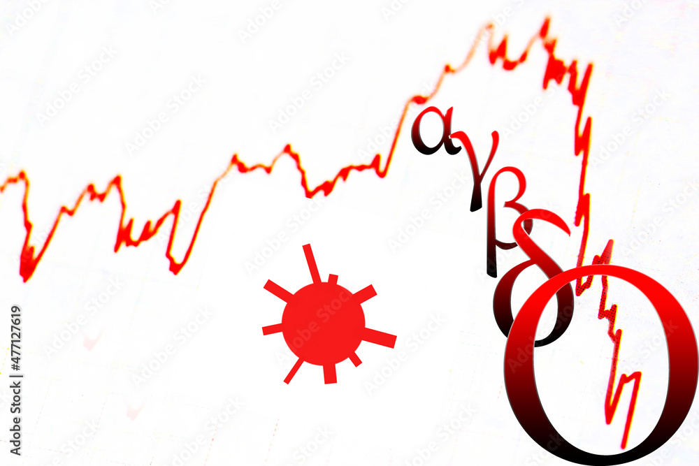 Graphic illustration of the Covid-19 virus mutations (in Greek Alphabet ...