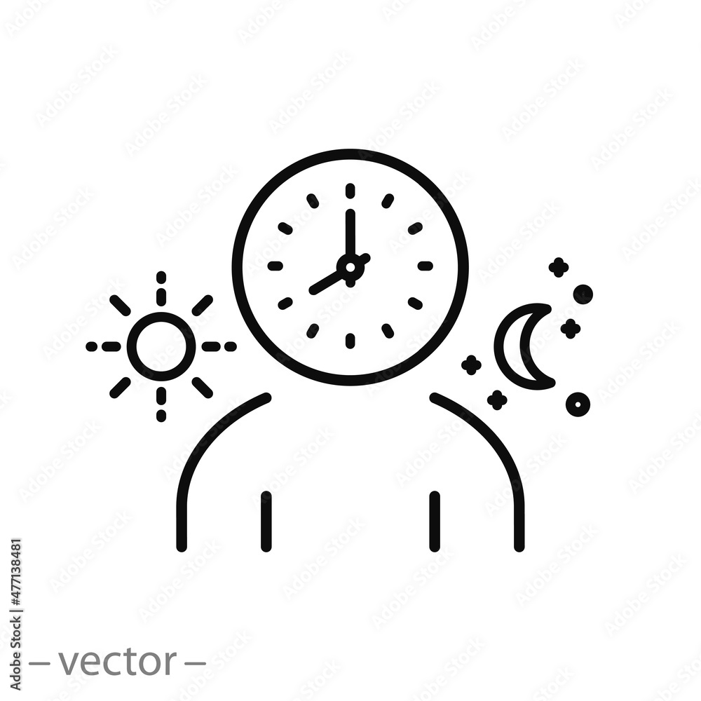 phases day and night, time sleep or wake, human circadian rhythm icon ...