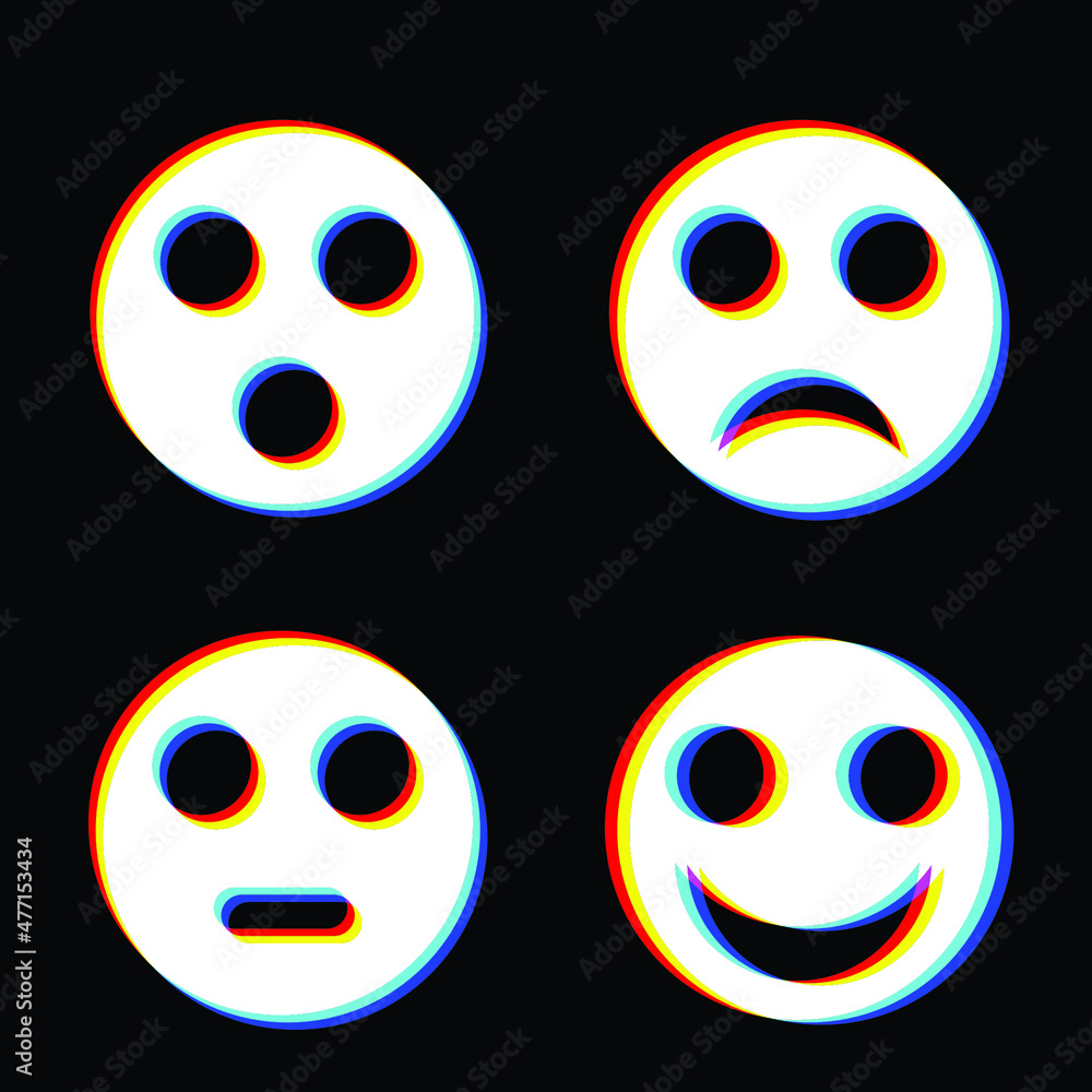 Glitch distorted geometric shape . Blurred emoji .Minimal art design ...