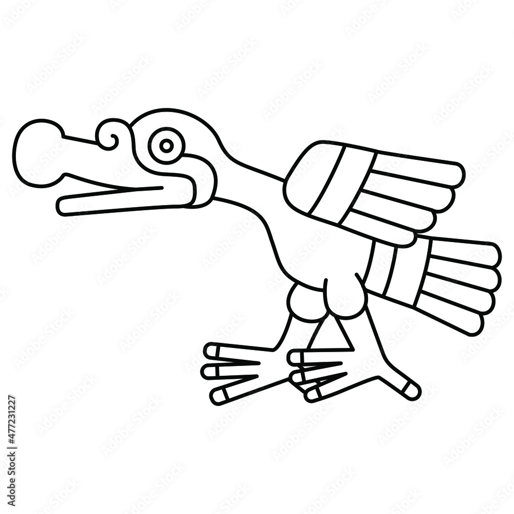Stylized cormorant bird. Native American animal motif of Aztec Indians ...