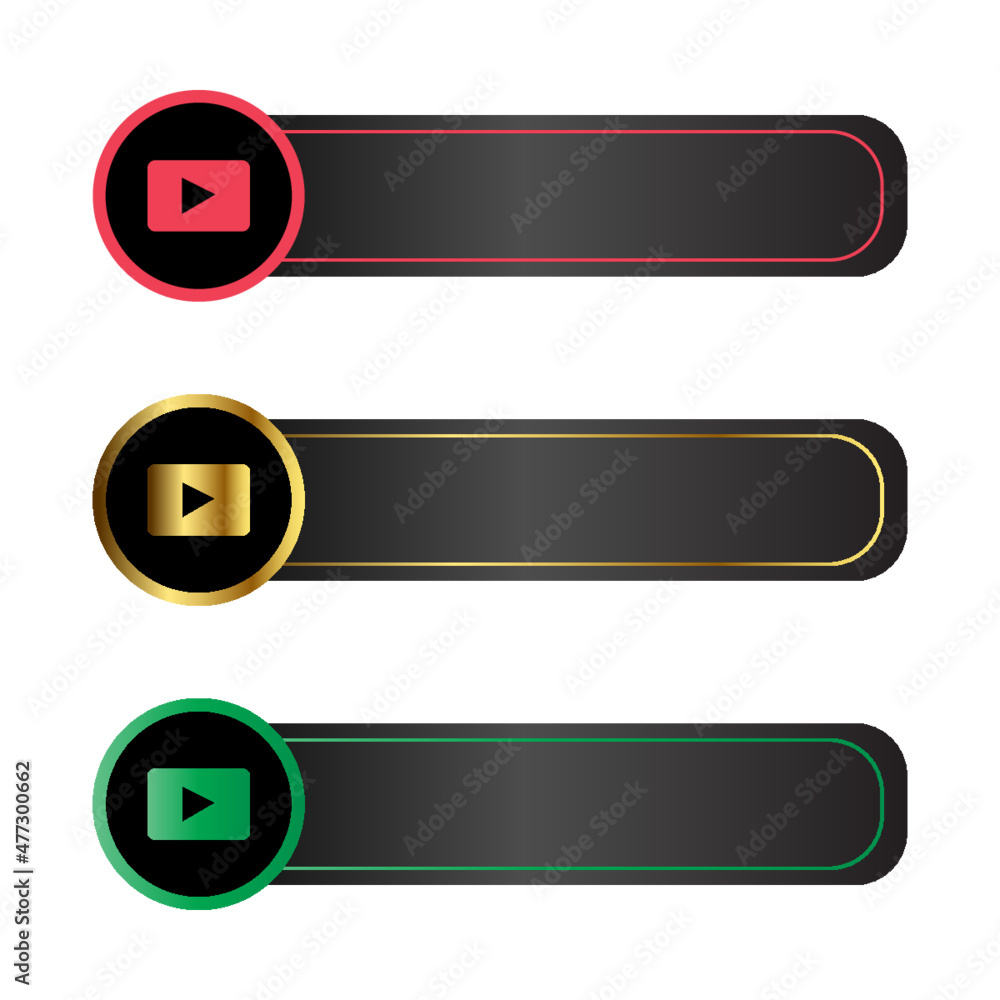 youtube logo icon set of three banners with arrows Stock Vector | Adobe ...