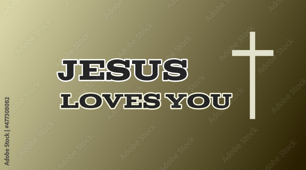 Encouraging bible word about jesus love with christian cross symbol on ...