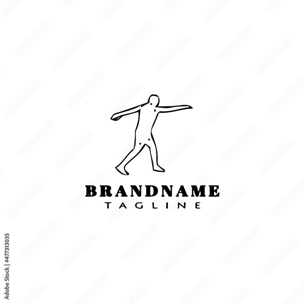 discus thrower logo cartoon icon design template black isolated vector ...