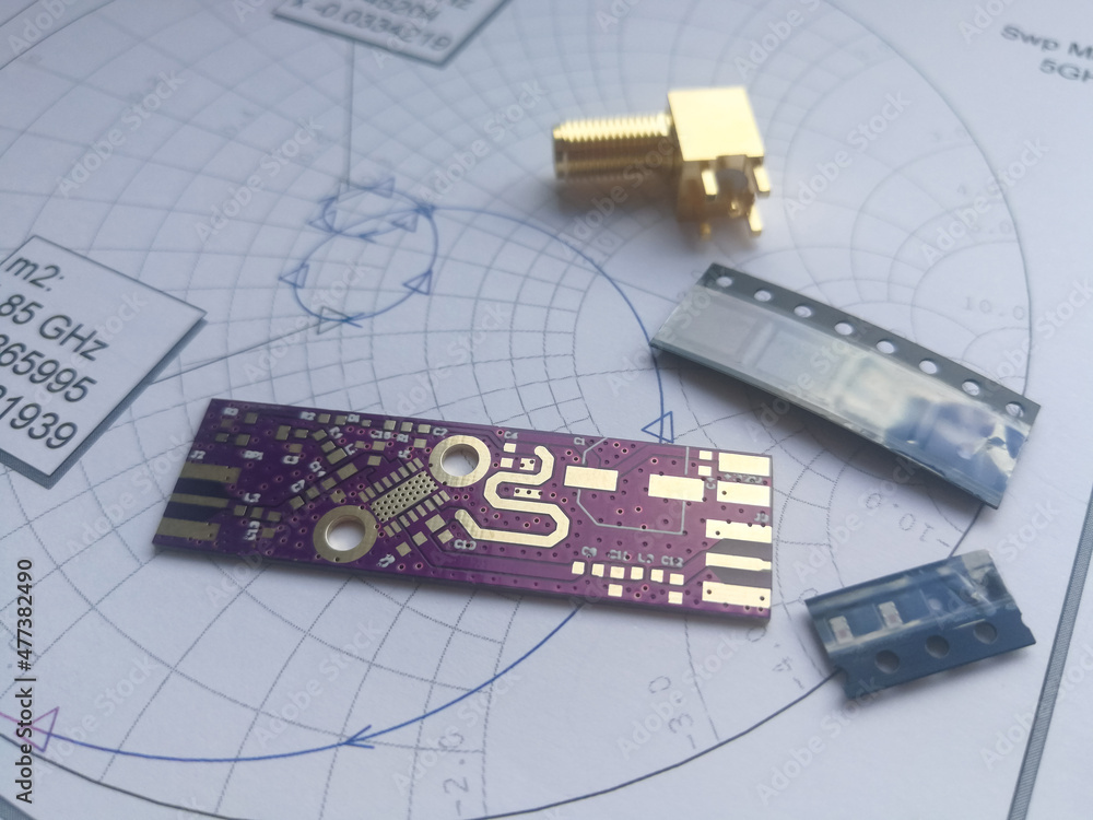RF PCB filters and impedance matching Smith chart Stock Photo | Adobe Stock