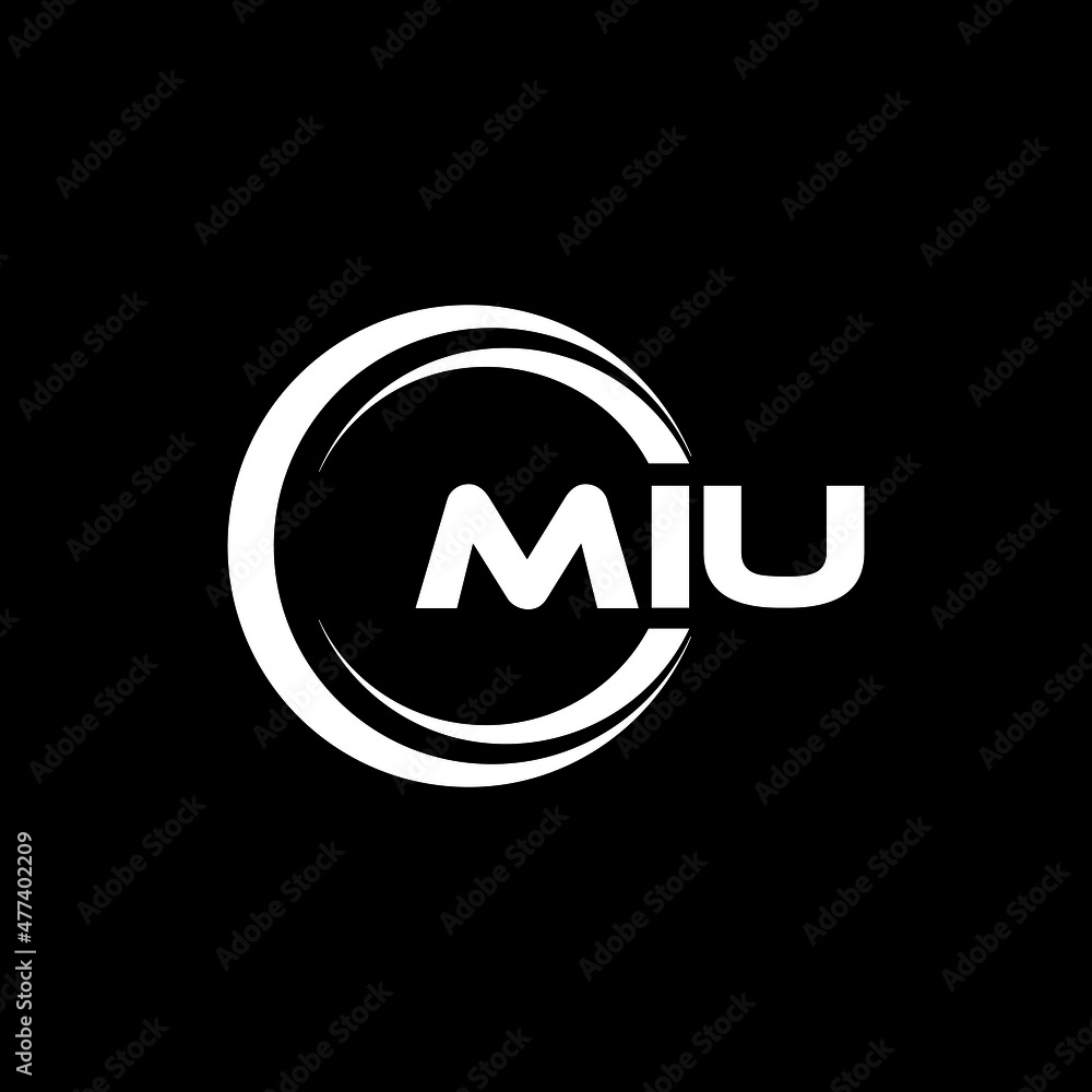 MIU letter logo design with black background in illustrator, vector ...