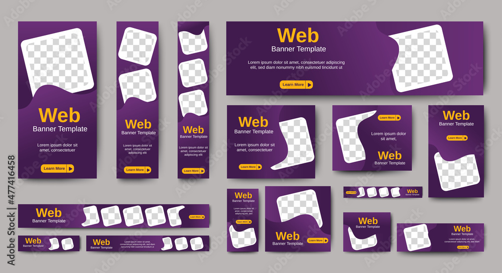 set of creative web banners of standard size with a place for photos ...