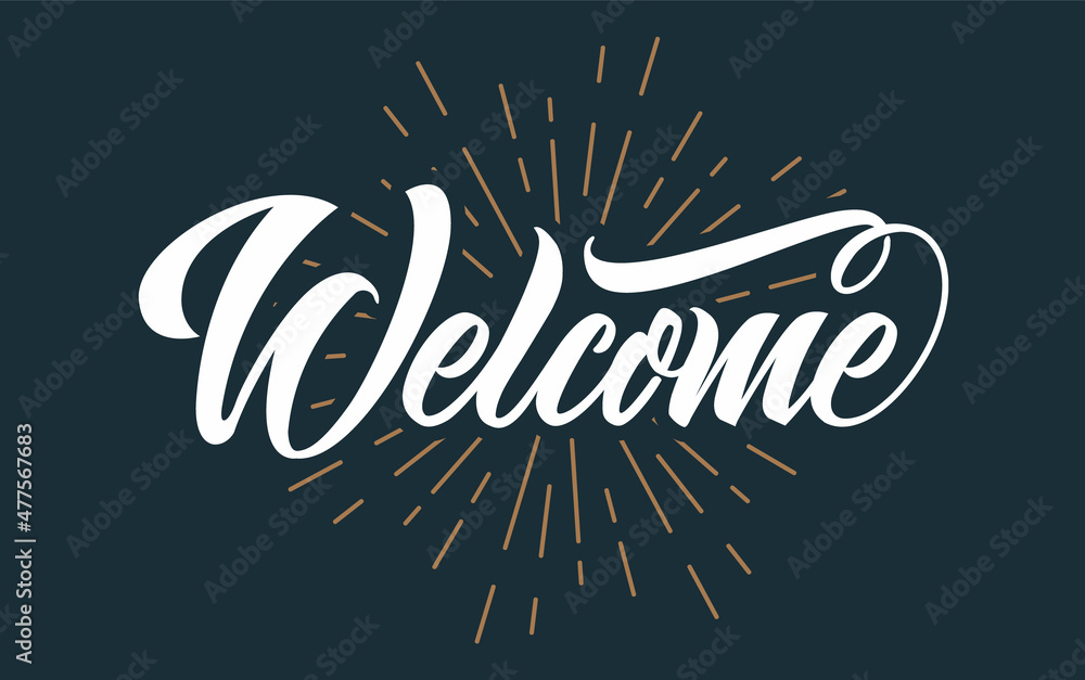 Welcome lettering, graffiti style. Handwritten modern calligraphy ...