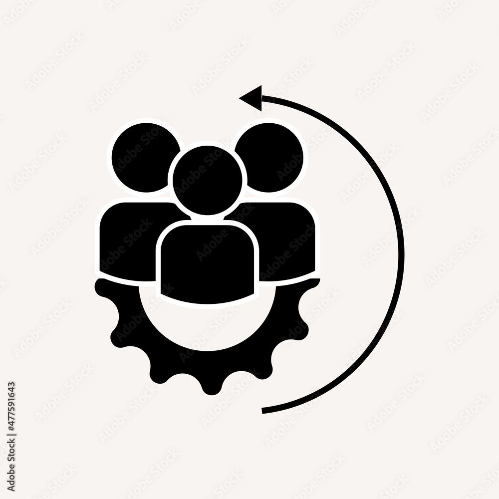 Leadership line icon in flat style. Team and gear symbol isolated on ...