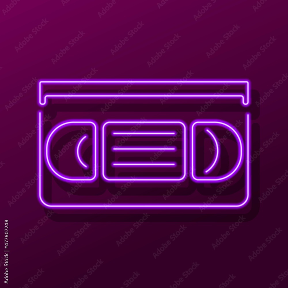vhs cassette neon sign, modern glowing banner design, colorful modern ...