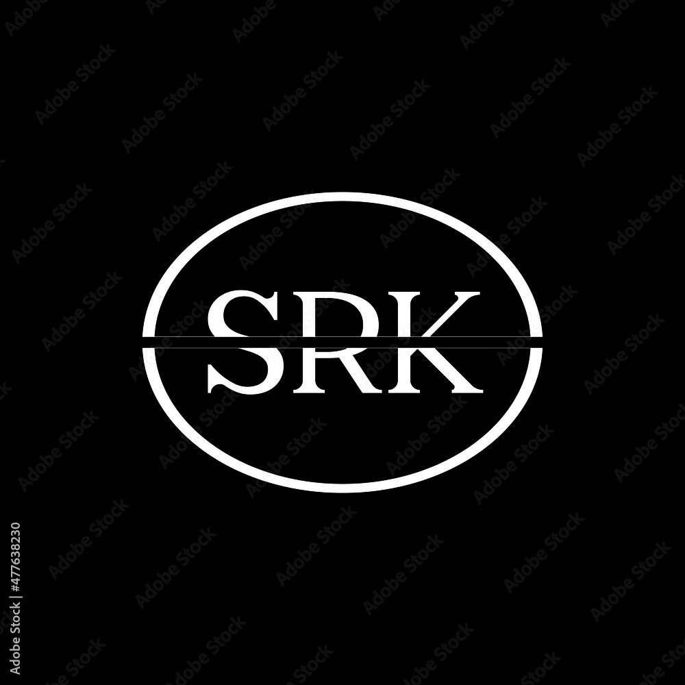 SRK letter logo design with black background in illustrator, vector logo modern alphabet font ...