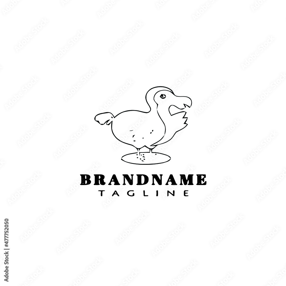 dodo bird cartoon logo template icon design black isolated vector ...