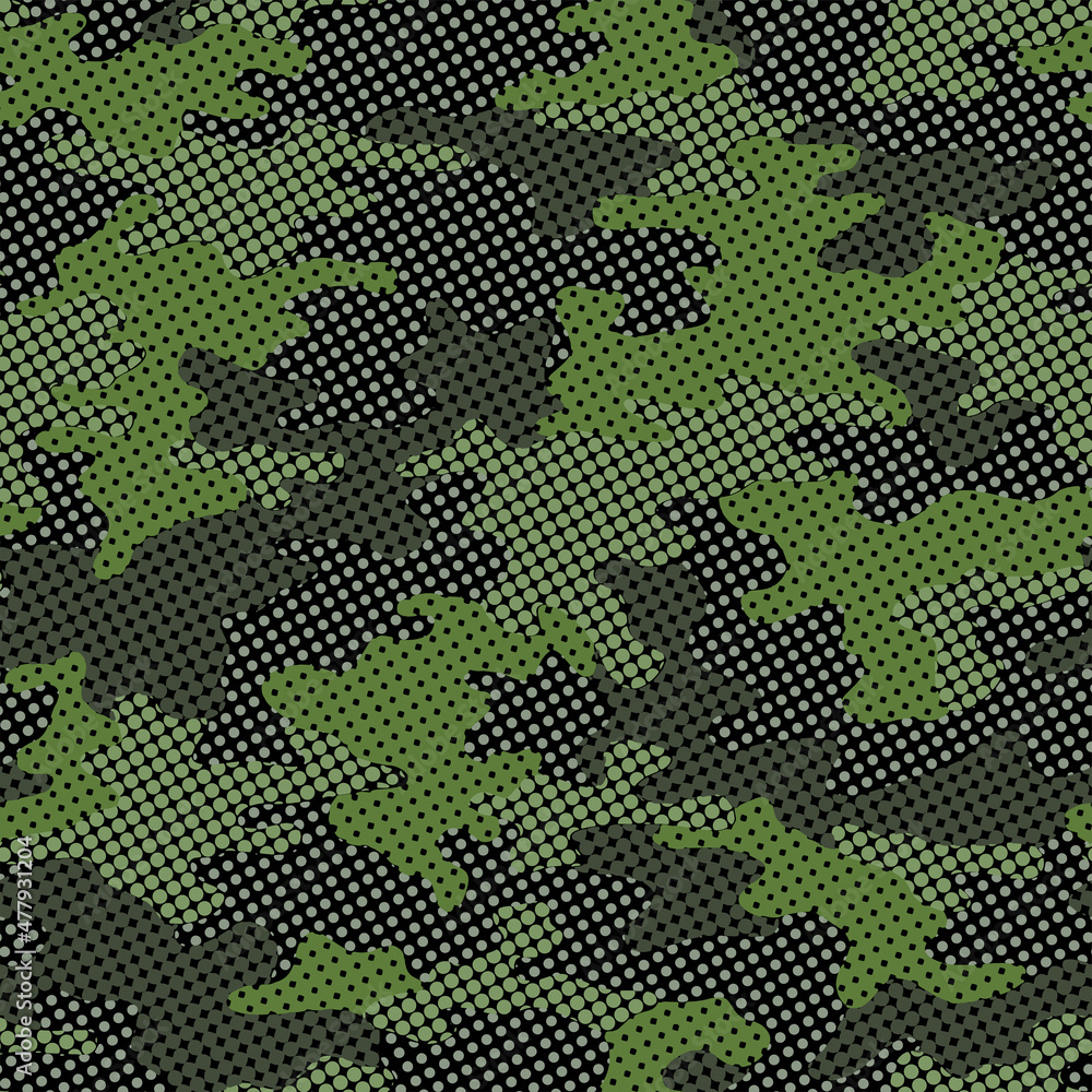 Vector de Stock Full seamless military camouflage skin halftone dotted ...
