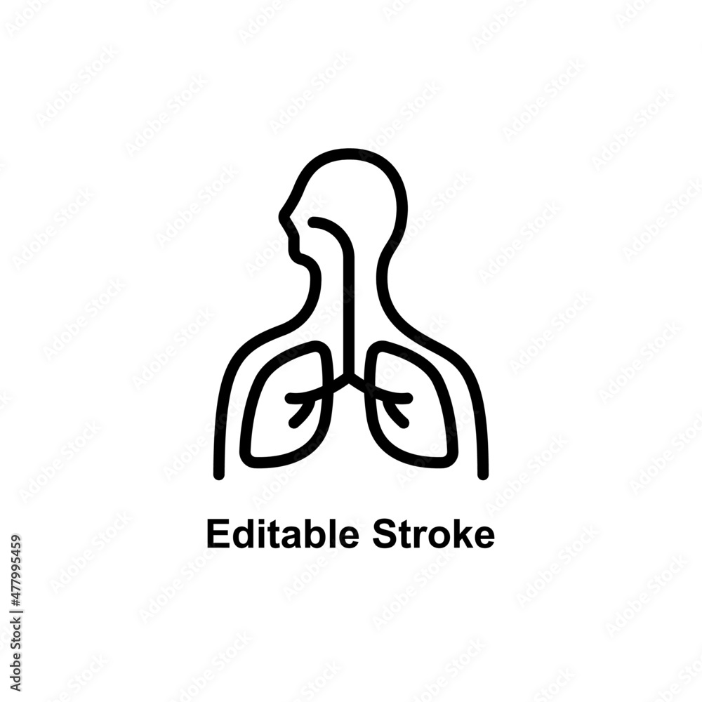 human respiratory system icon designed in outline style in editable ...