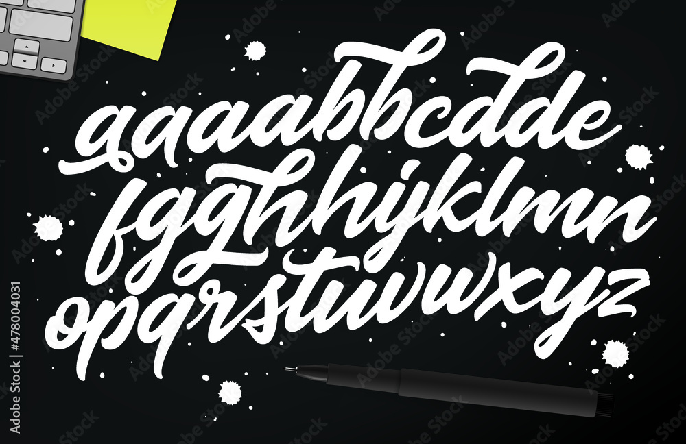 Handwritten Script font. Hand drawn brush style modern calligraphy ...