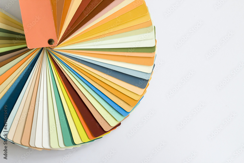 Sample color palette for interior and exterior wall paint on white ...
