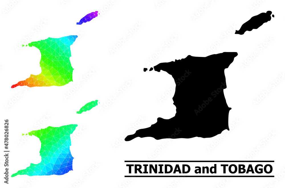 Vector lowpoly spectrum colored map of Trinidad and Tobago with ...