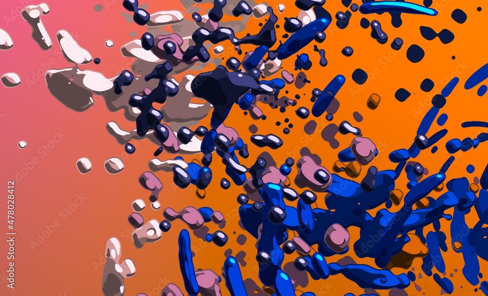 Cartoon water liquid particles droplets. Abatract painting. 2d ...