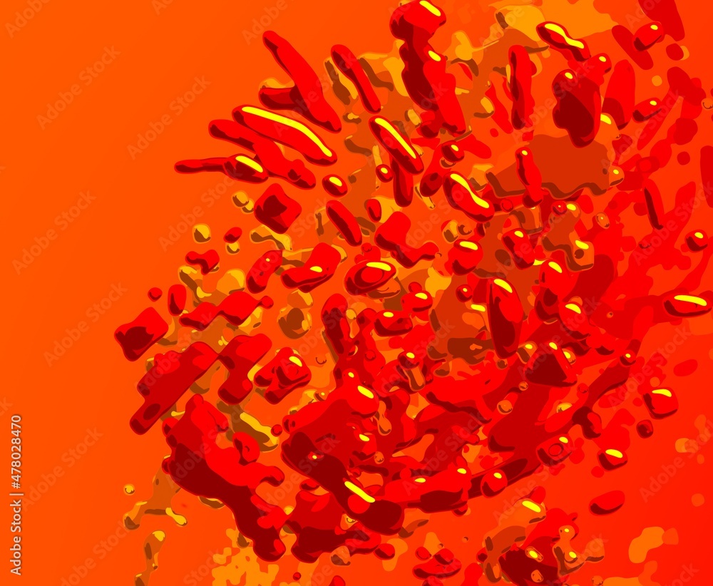 Cartoon water liquid particles droplets. Abatract painting. 2d ...