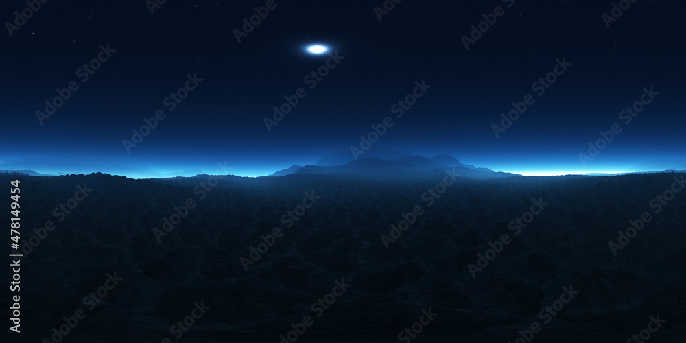 360 degree alien planet landscape, equirectangular projection ...