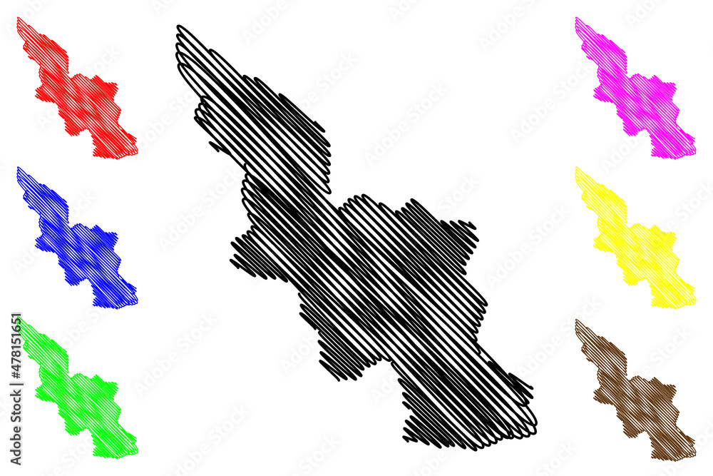 Siang district (Arunachal Pradesh State, Republic of India) map vector ...