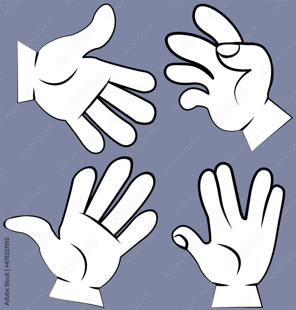 Hands set. Gestures with fingers pointing, attention. Gesture palm ...