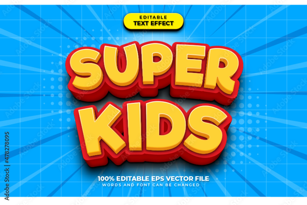 Super Kids Text Effect Stock Vector | Adobe Stock