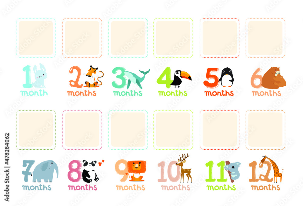 Print. Photo frame with cartoon characters. Photo frame for children ...