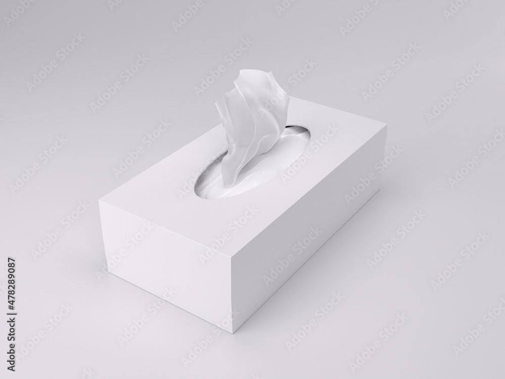 3d render empty white tissue box mockup template photo in white ...