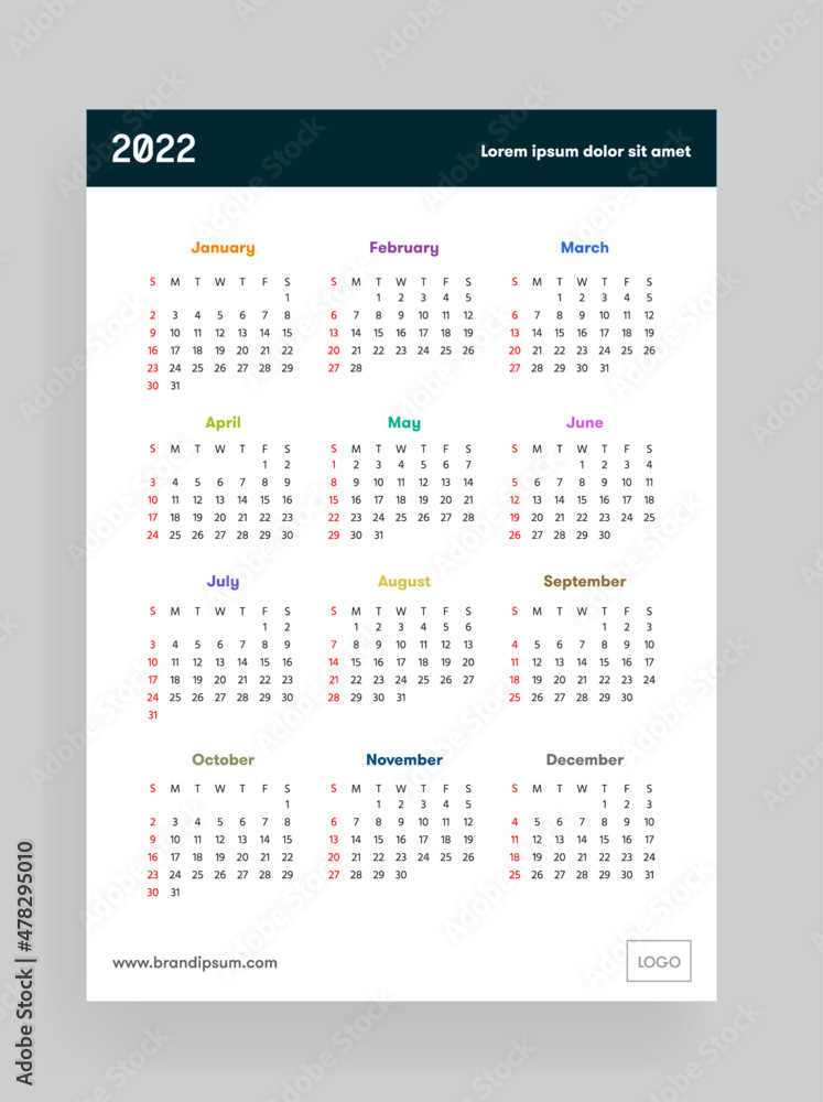 Modern 2022 сalendar design. 2022, 2023. Editable calendar page ...