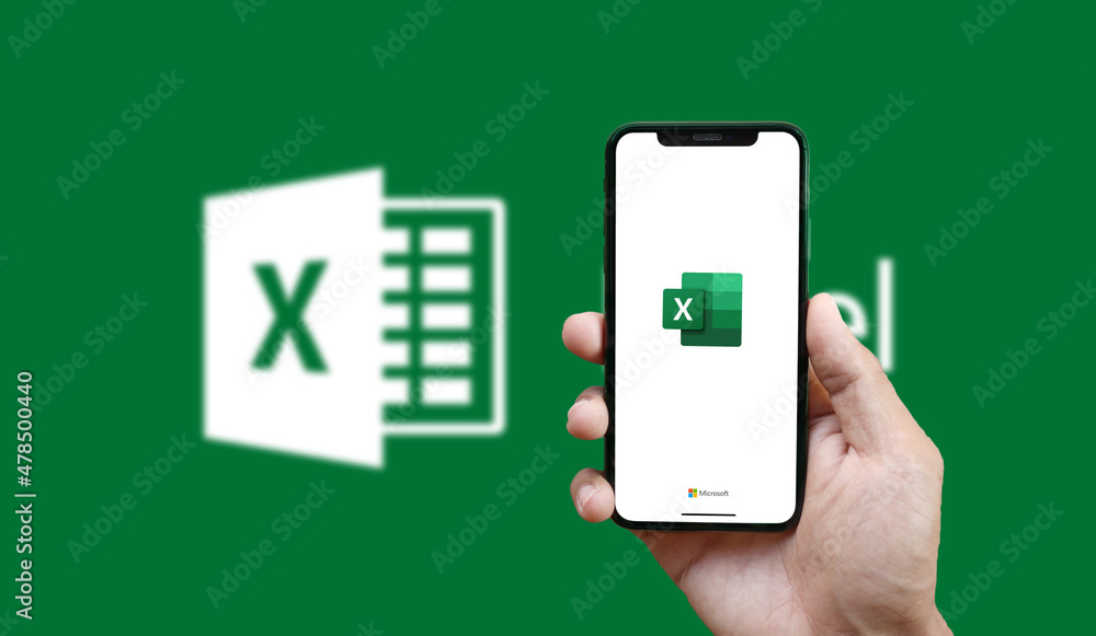 Microsoft Excel logo on smartphone screen and Microsoft Excel logo ...