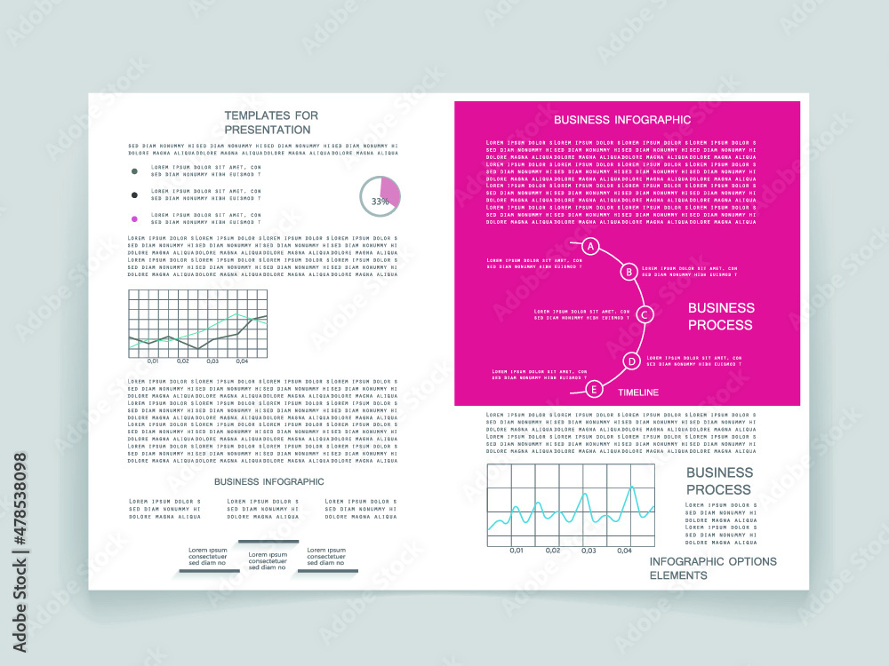 Brochure for business reports, cover layout and infographics Stock ...