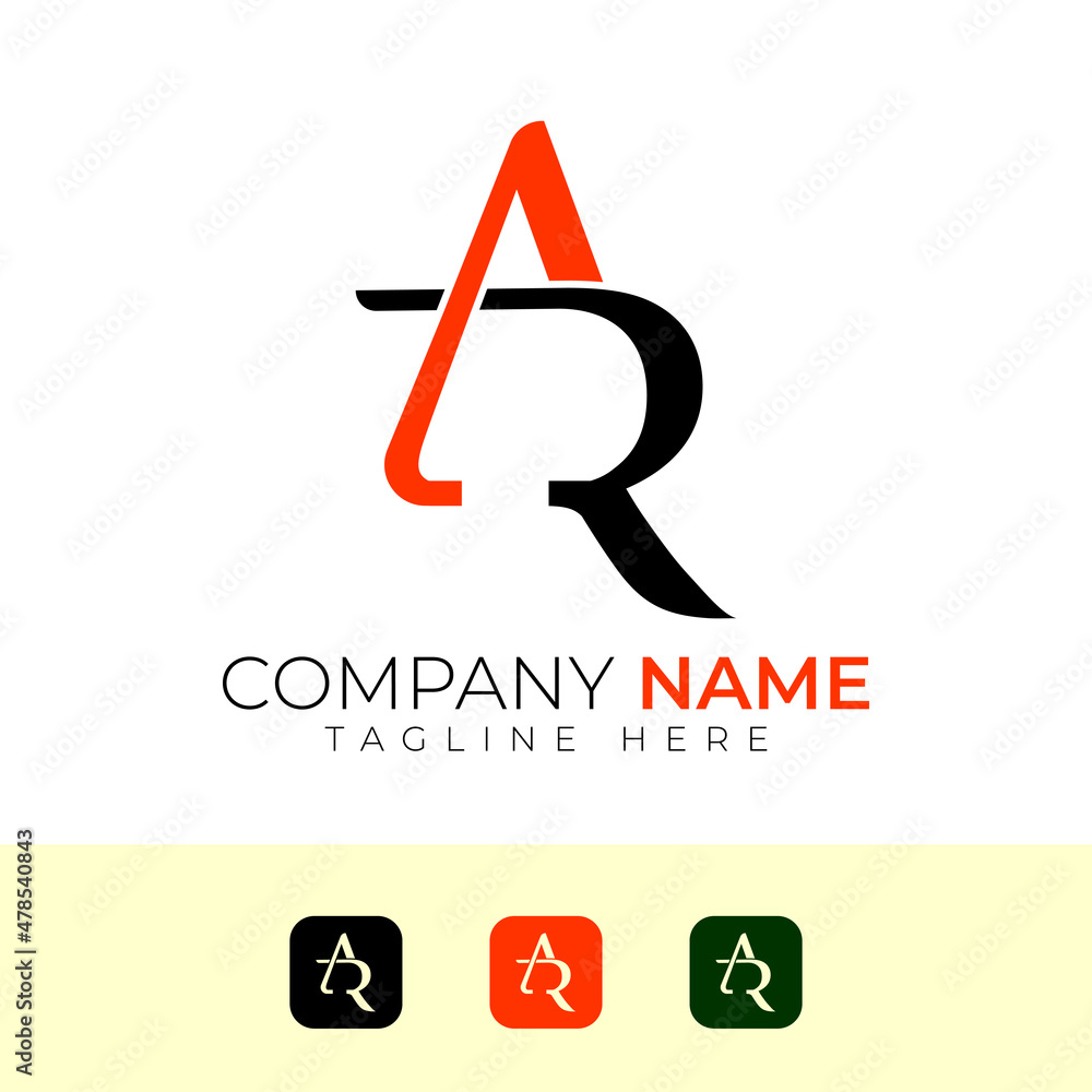Initial Letter AR logo design template Stock Vector | Adobe Stock