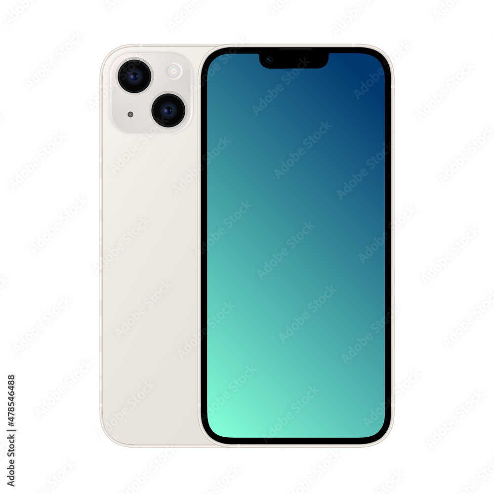 Isolated Smartphone 13 Mockup. Realistic 3d Design. Two Cameras. Front ...