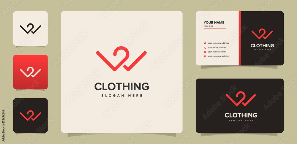 Clothing logo with hanger modern line art style good for tshirt product ...