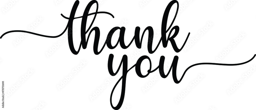 Thank You Text . Black Text Handwritten Calligraphy Lettering with ...
