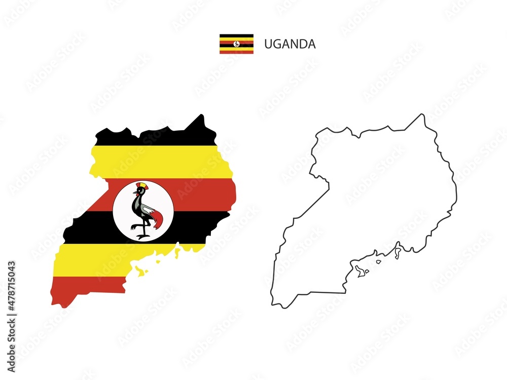 Uganda map city vector divided by outline simplicity style. Have 2 ...