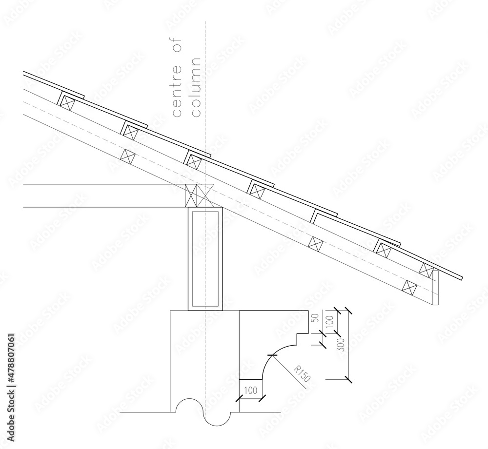 CAD generated 2D black and white architectural detail drawing. Drawings ...