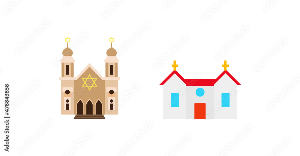 Church Building Emoji Icon Illustration Sign. Christian Religion Cross ...