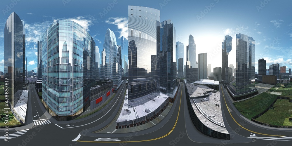 Panorama of the city. HDRI, environment map , Round panorama, spherical ...