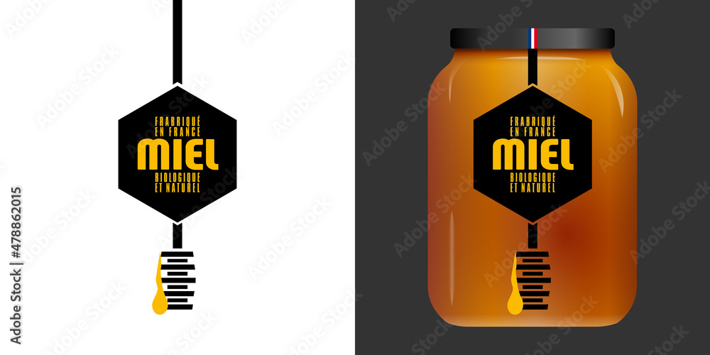 Etiquette graphique et moderne pour un bocal de miel d’un producteur ...