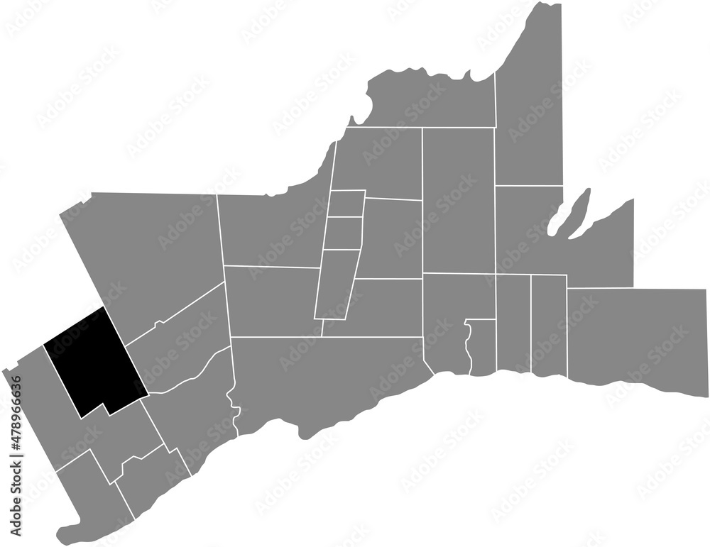 Black flat blank highlighted location map of the HALTON HILLS ...